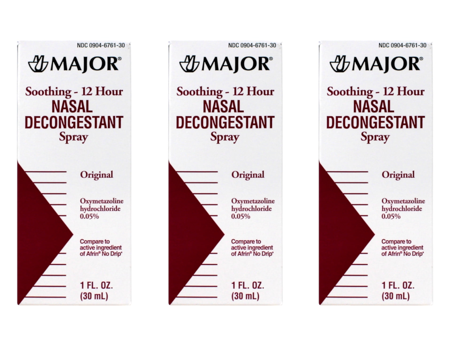 Major 12 Hour Nasal Decongestant Spray 1 oz. (Set of 3) - Cold Medicine ...