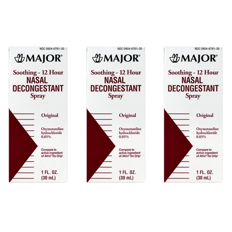 Major 12 Hour Nasal Decongestant Spray 1 oz. Set of 3