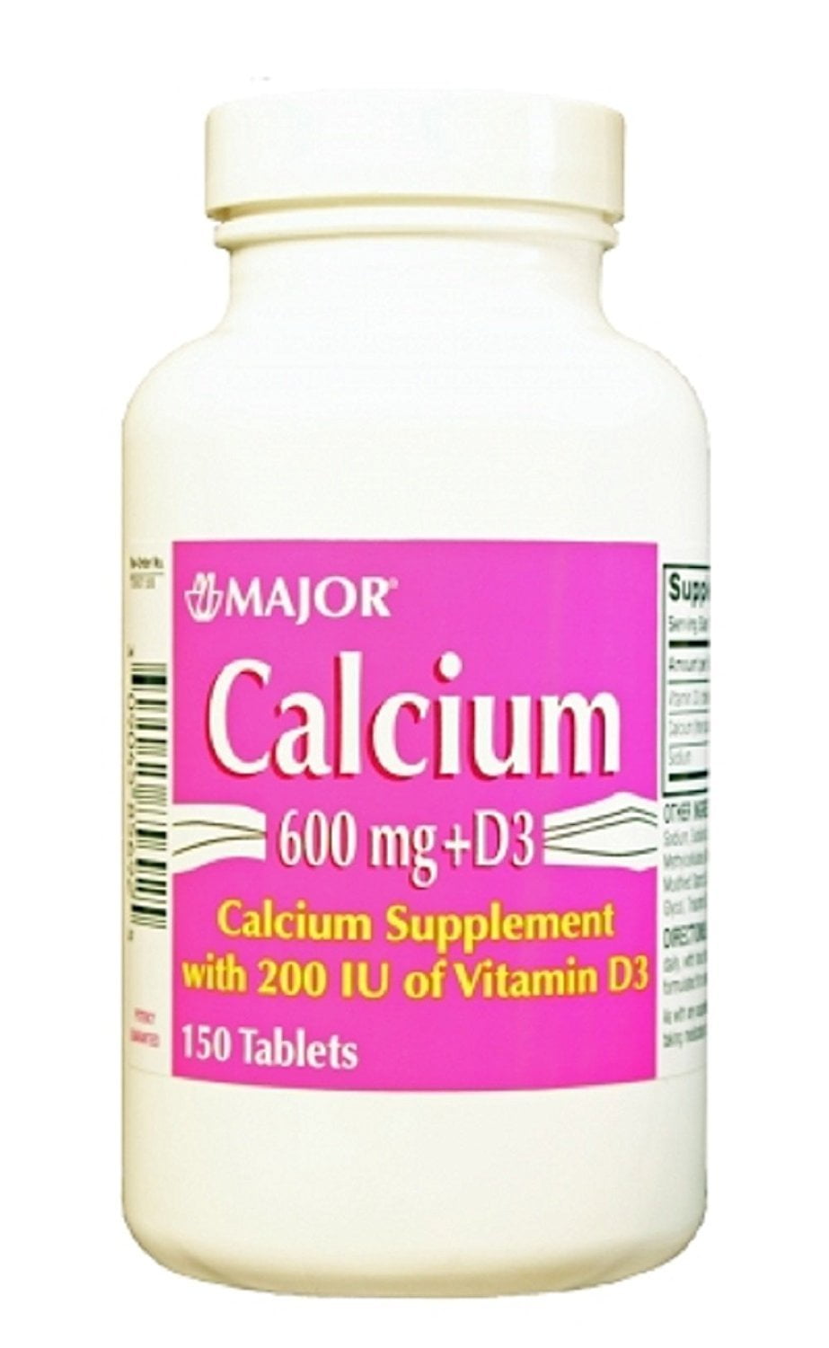 Major 600 mg Calcium & 200 IU D3 Supplement Tablets, 150 Count ...