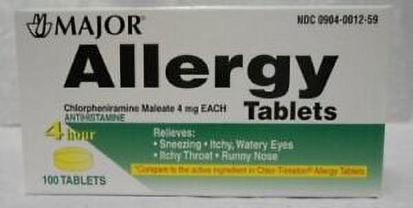 Major Allergy Generic Antihistamine Pills - Chlorpheniramine Maleate ...
