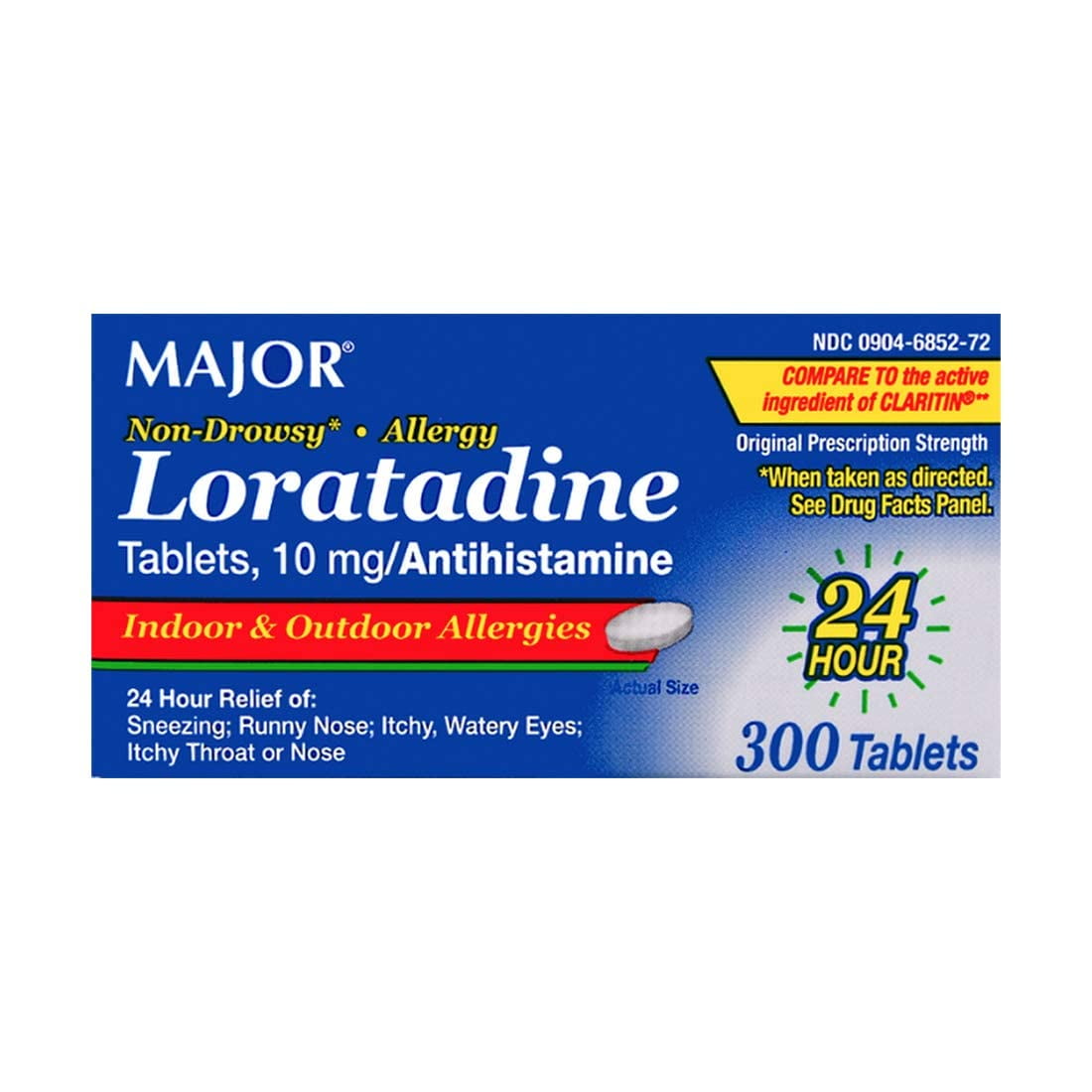 Major Allergy Loratadine 10mg, 300 Tablets 1 Count (Pack of 1 ...