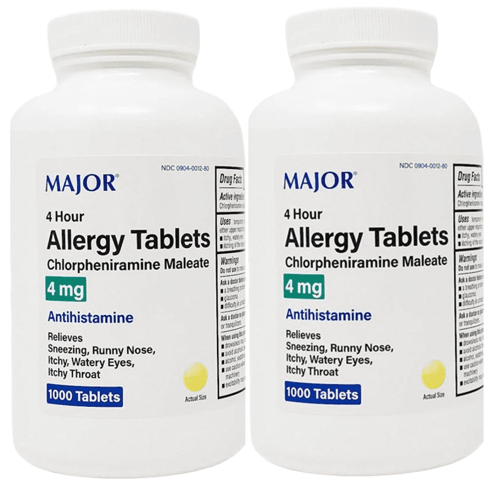Major Allergy Tablets | Antihistamine | Chlorpheniramine Maleate 4 mg ...