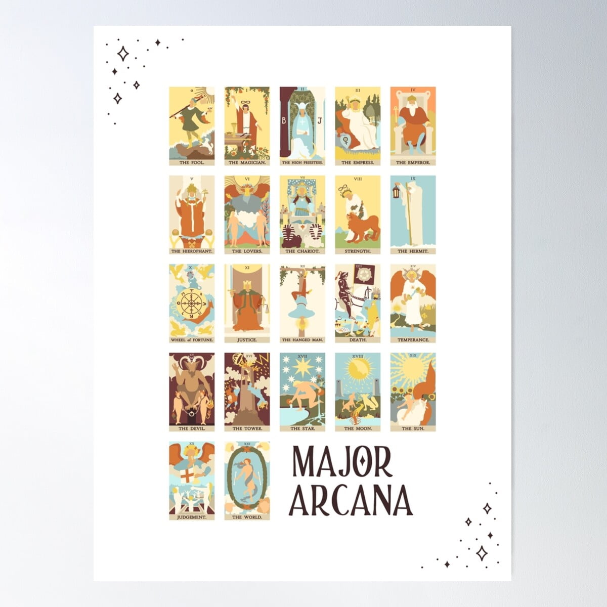 Major Arcana Tarot Cards Light Poster Wall Art, Modern Wall Decor For ...
