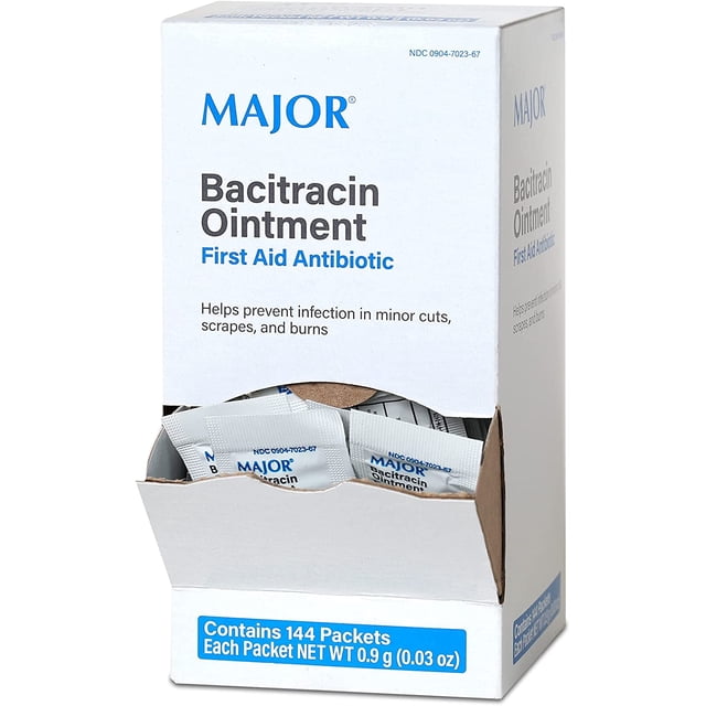 Major Bacitracin Antibiotic Ointment, Single Use 0.9g Packets, Box of ...