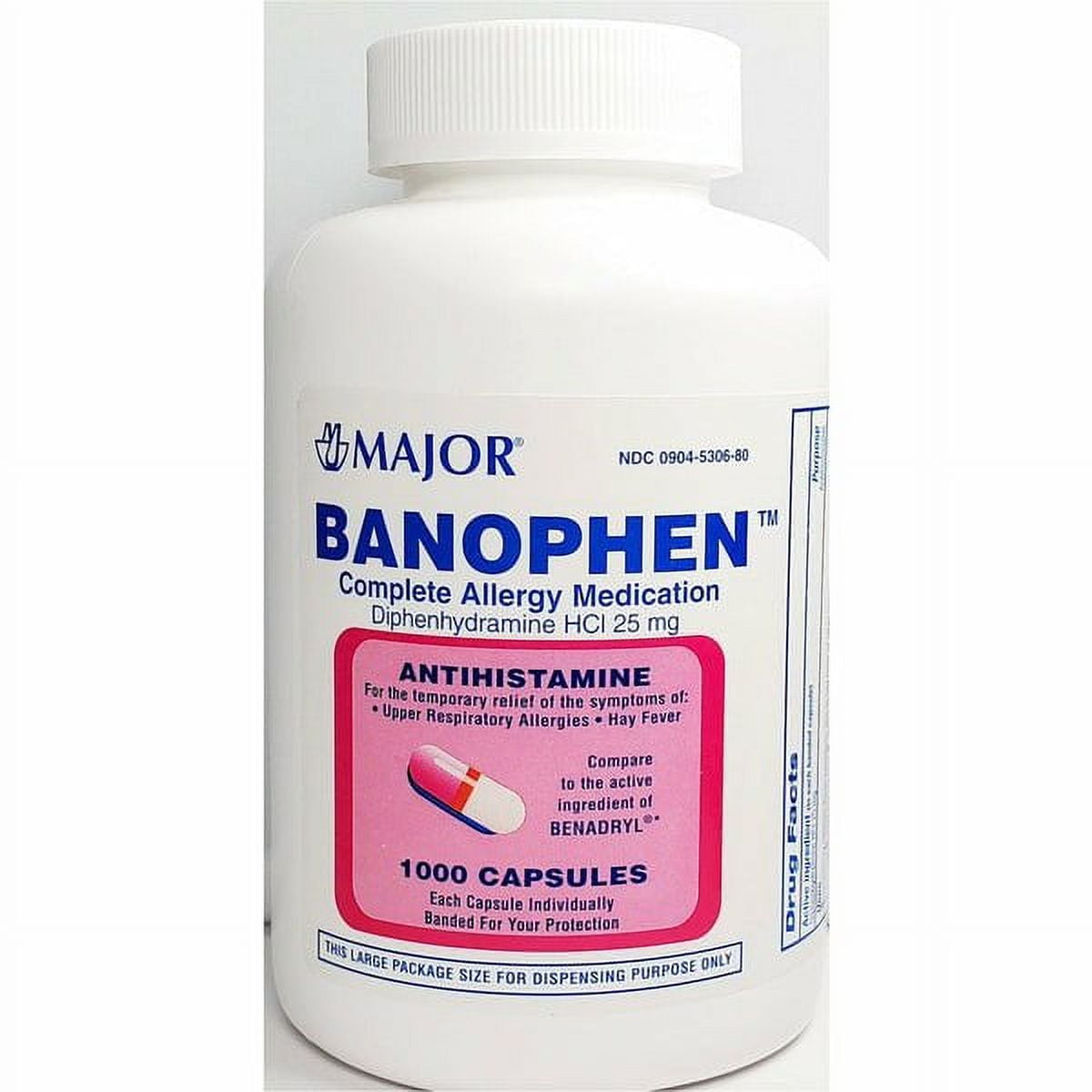 Major Banophen 25 mg. Capsules 1000 ct. (Each) - Walmart.com
