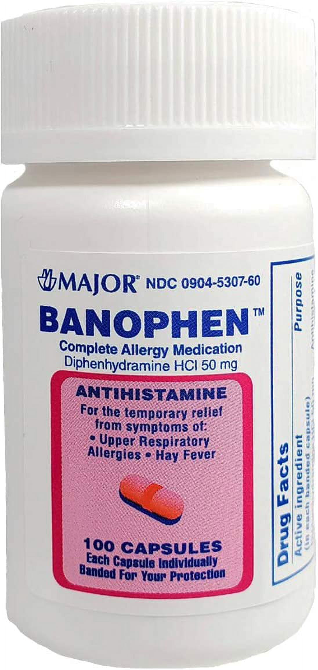 Major Banophen 50 mg. Capsules 100 ct. (Pack of 3) - Walmart.com