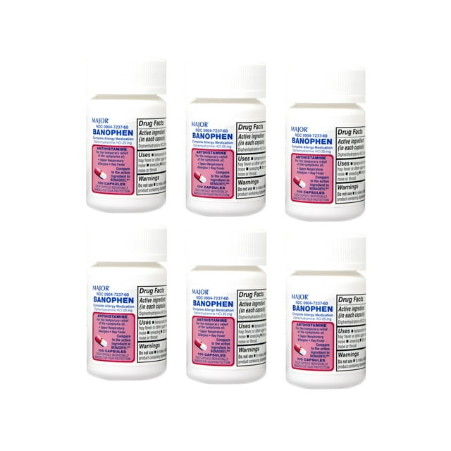 Major Banophen Complete Allergy Medication Diphenhydramine HCI 25mg ...