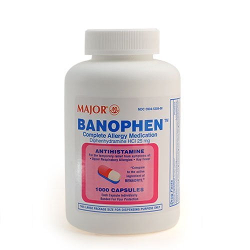 Major Banophen Diphenhydramine Tablets, 25 mg, 1000 Count HSA/FSA ...