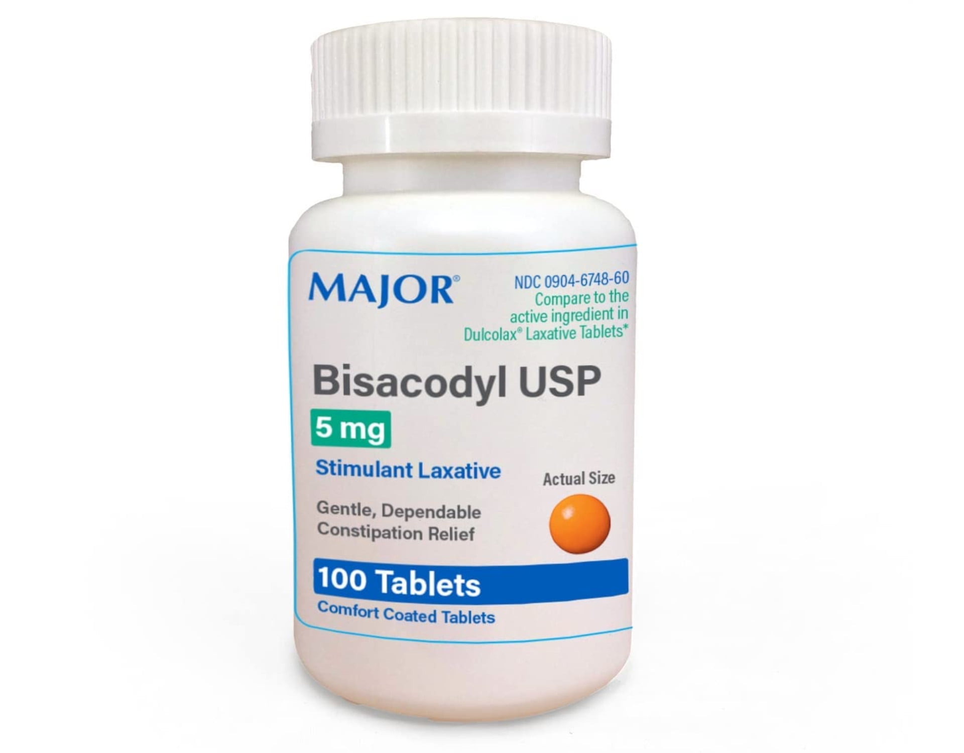 Major Bisacodyl Enteric Coated Tablets, 5 mg, 100 Count HSA/FSA ...