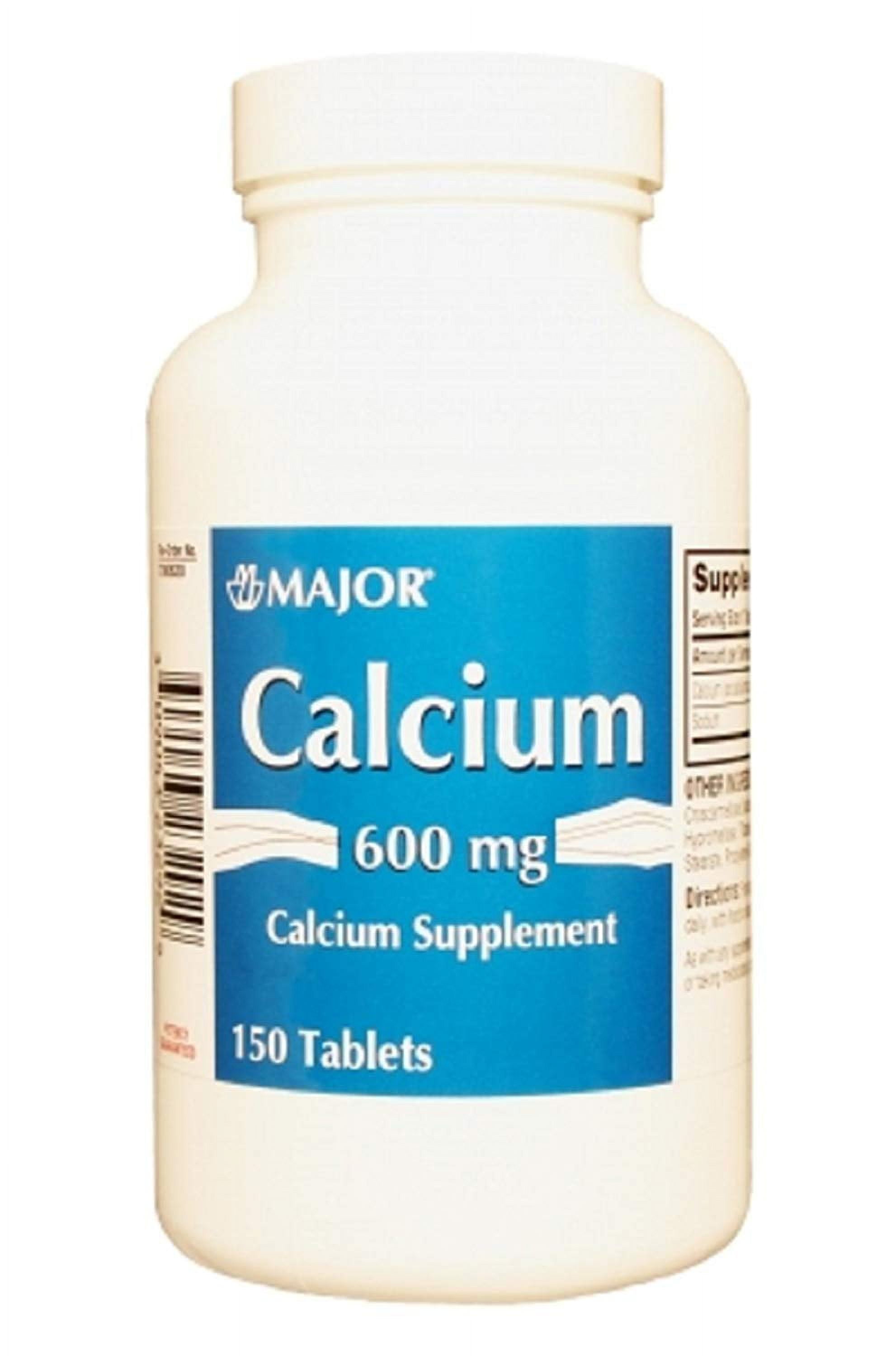 Major Brand Calcium Carbonate 600mg Supplement Tablets, White, 150 ...