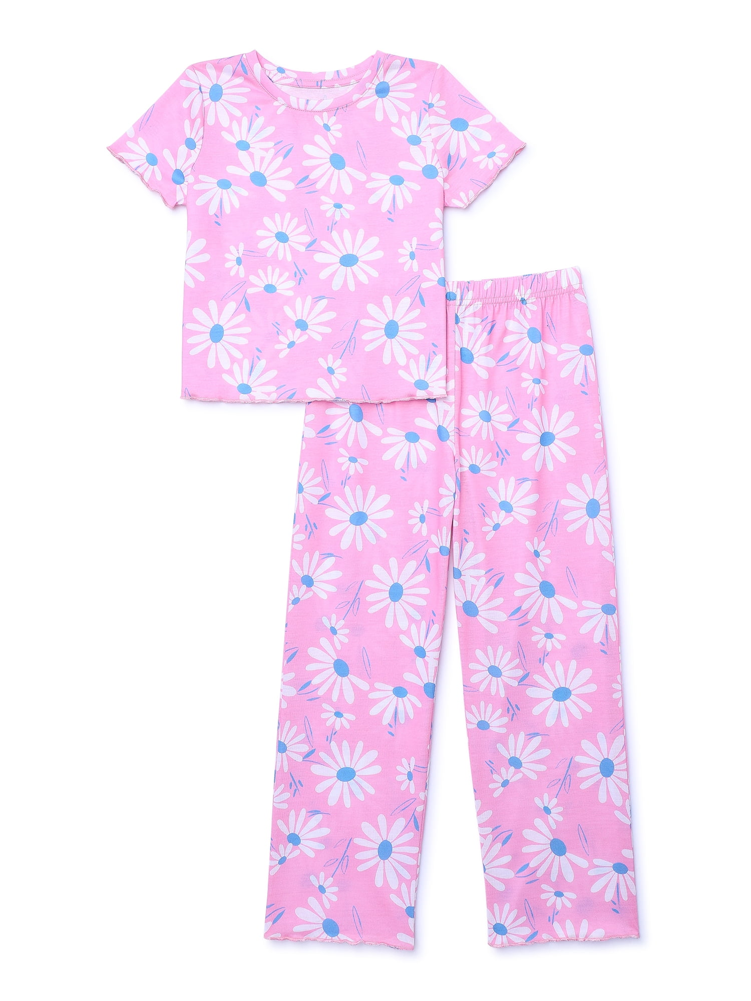 Major Cuddles Girls' Short Sleeve Top and Pants Pajama Set with Lettuce ...