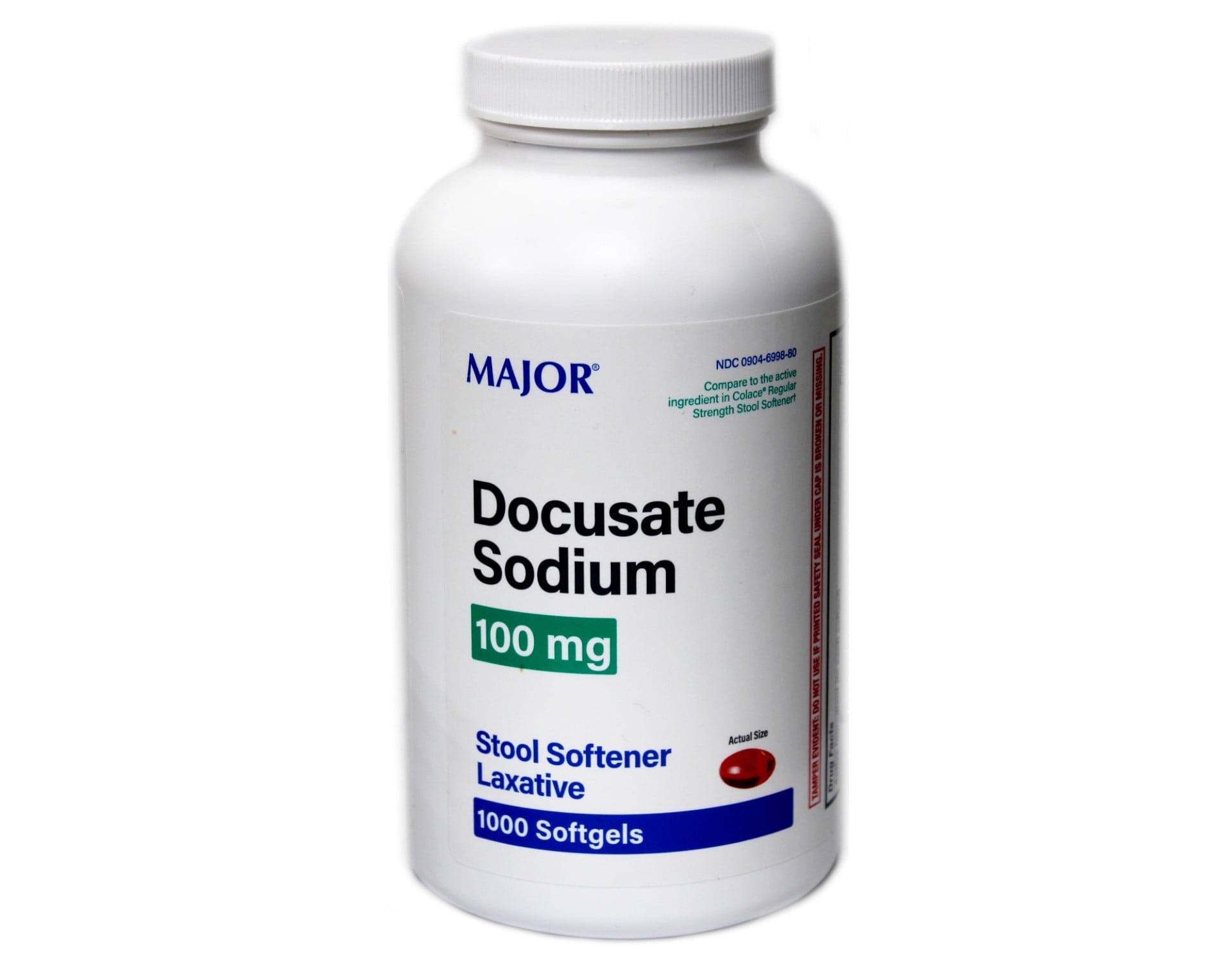 Major DOK Docusate Sodium Stool Softener Tablets, 100 mg, 1000 Count ...
