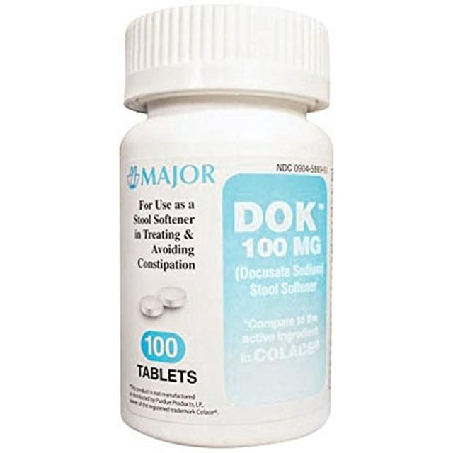 Major DOK Stool Softener Laxative Softgels, 100 mg, 100 Count - Walmart.com