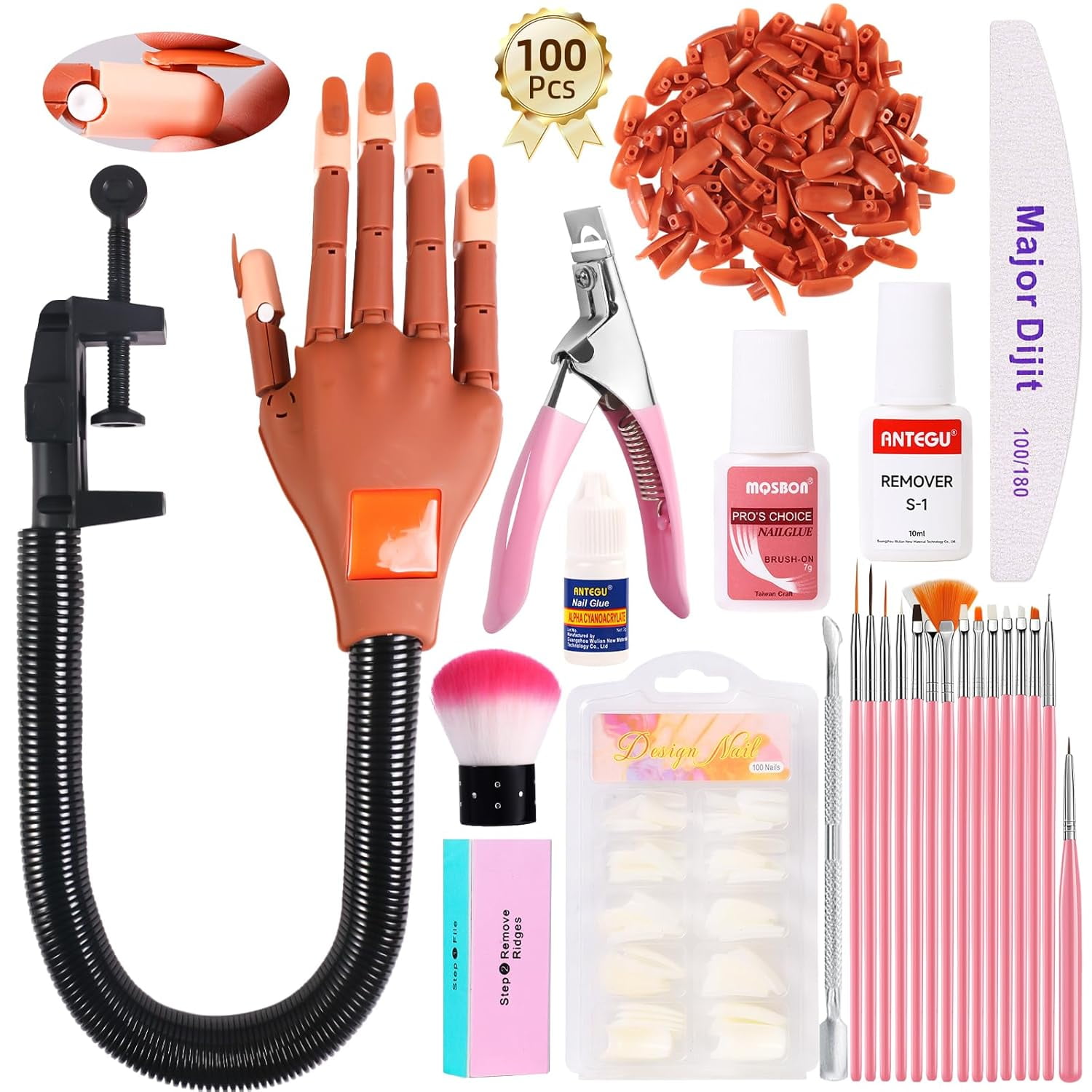 Major Dijit Nail Practice Hand for Acrylic Nails Acrylic Nail Kit for ...