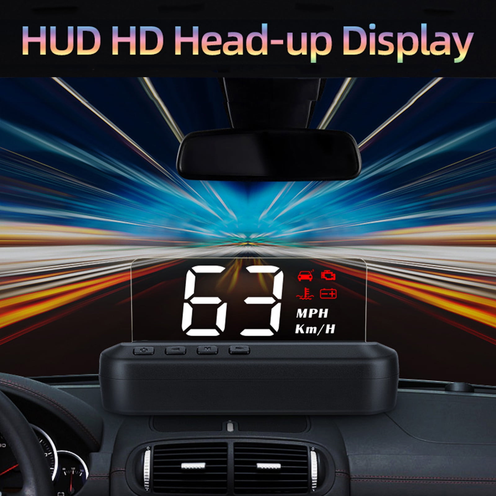 Major Discount, Vehicle HUD Display with OBD Support, Speed, RPM, Water ...