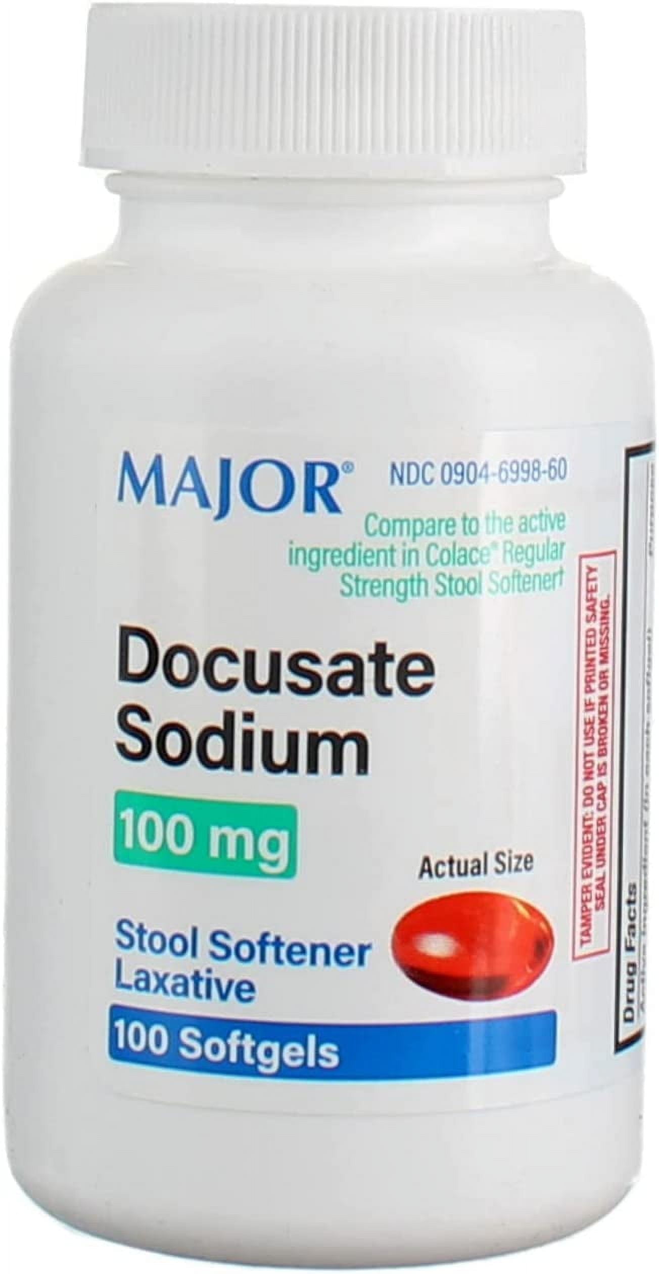 Major Docusate Sodium 100 mg Stool Softener, Gentle Relief for Occasional Constipation, 100 ...