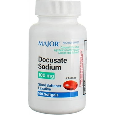 Major DOK Docusate Sodium Stool Softener Tablets, 100 mg, 1000 Count ...