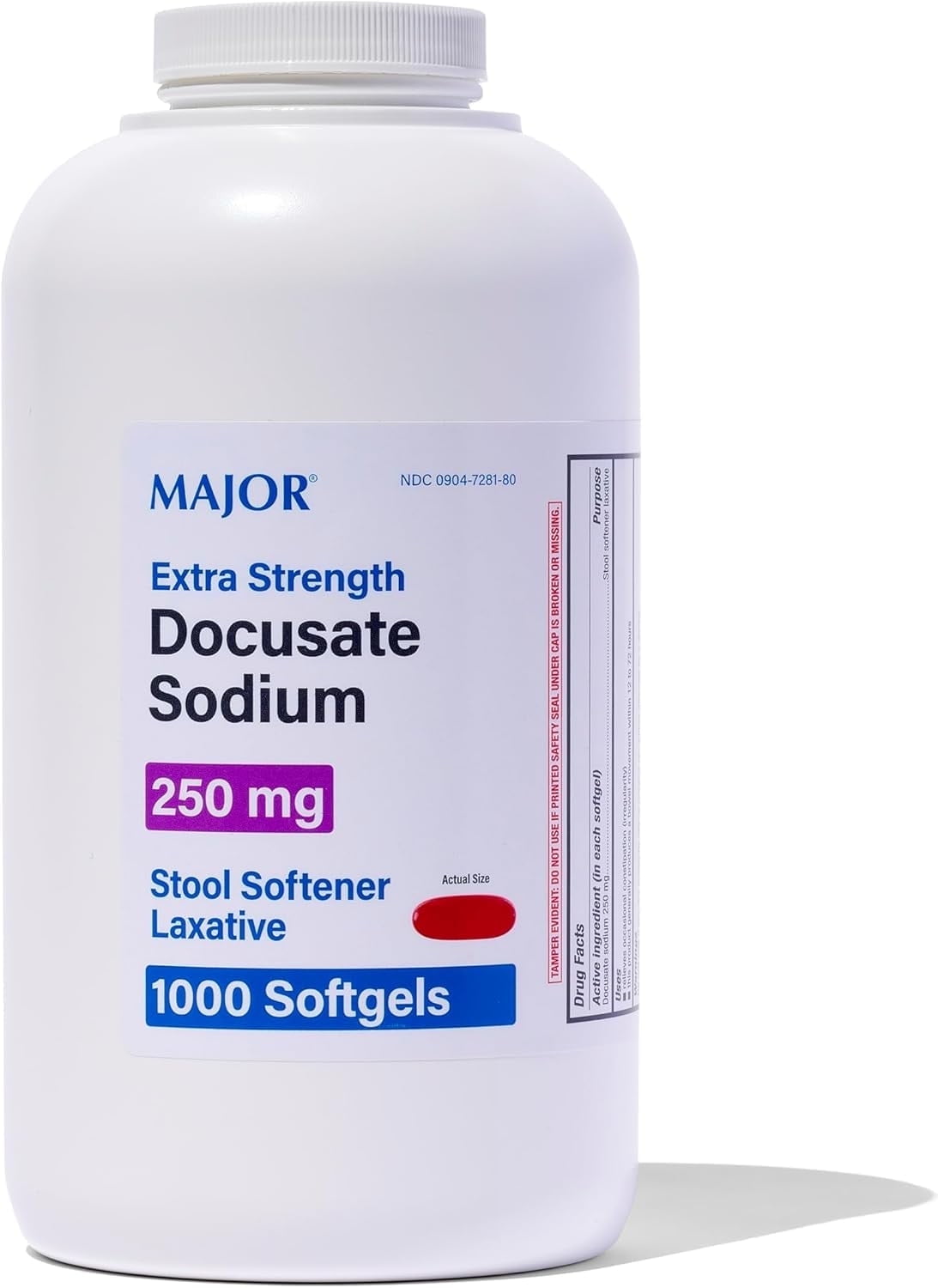 Major Docusate Sodium 250 mg Softgels, Stool Softener Laxative for ...