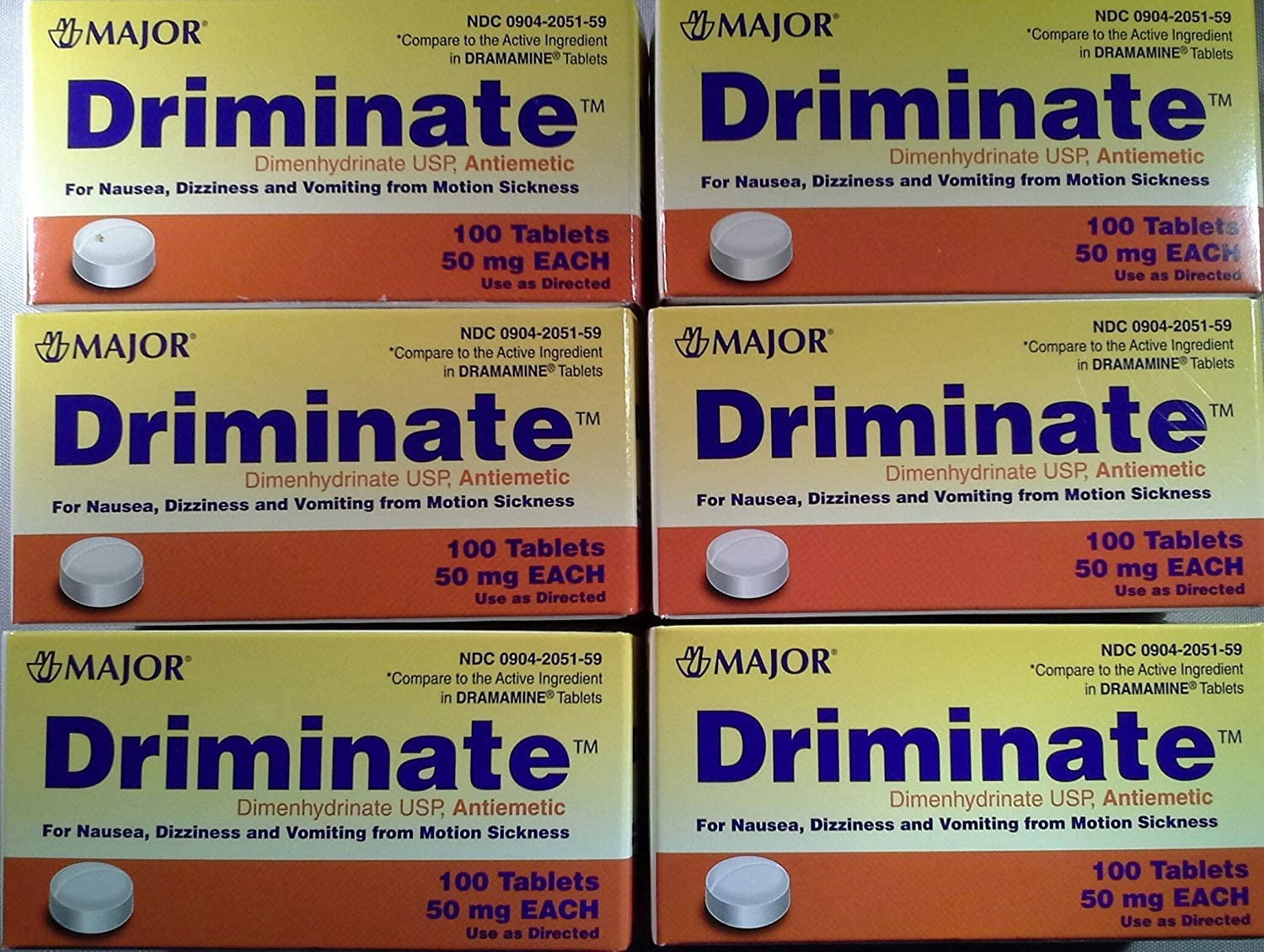 Major Driminate Dimenhydrinate 50mg Motion Sickness Tablets, Nausea ...