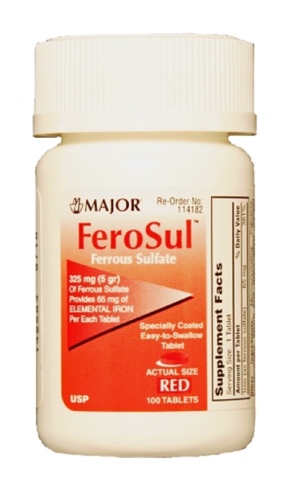 Major FeroSul Tablets, 325 mg, Red, 100 Count - Walmart.com