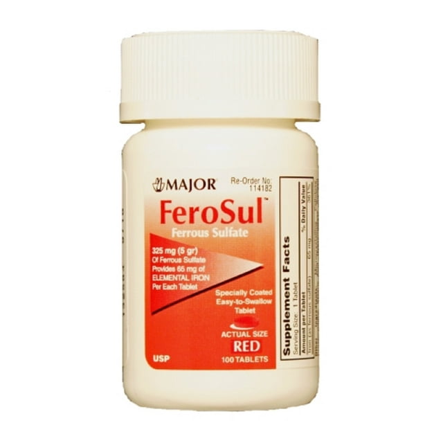 Major FeroSul Tablets, 325 mg, Red, 100 Count - Walmart.com