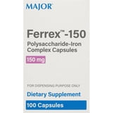 Major Ferrex-150 MG Iron Supplement, Polysaccharide-iron Complex 100 ...