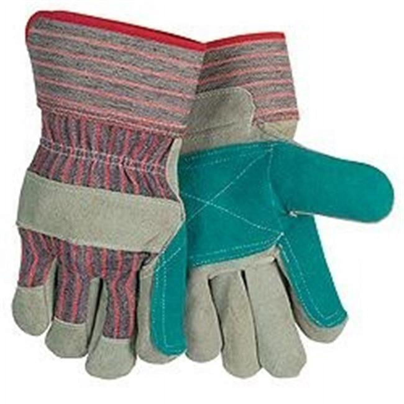 Major Gloves & Safety Protective Worker Grip Leather Green Double Palm ...