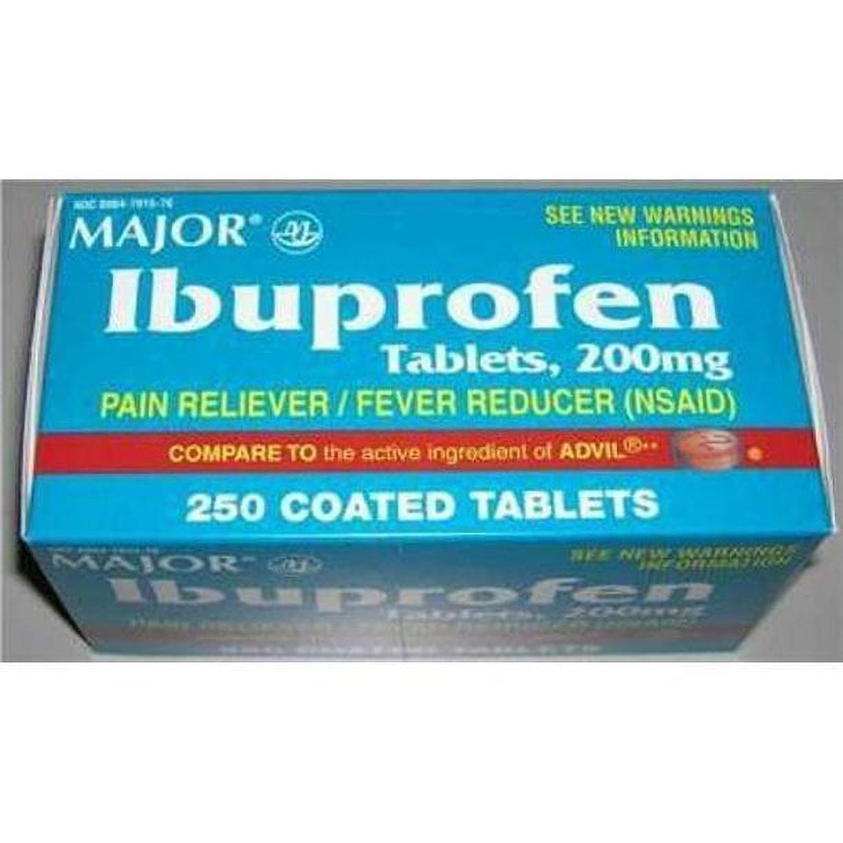 Major Ibuprofen Pain Reliever / Fever Reducer 200mg Coated Tablets -250 ...