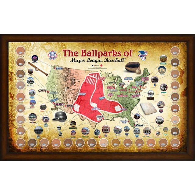 Major League Baseball Parks Framed 20" x 32" Boston Red Sox Map Collage ...