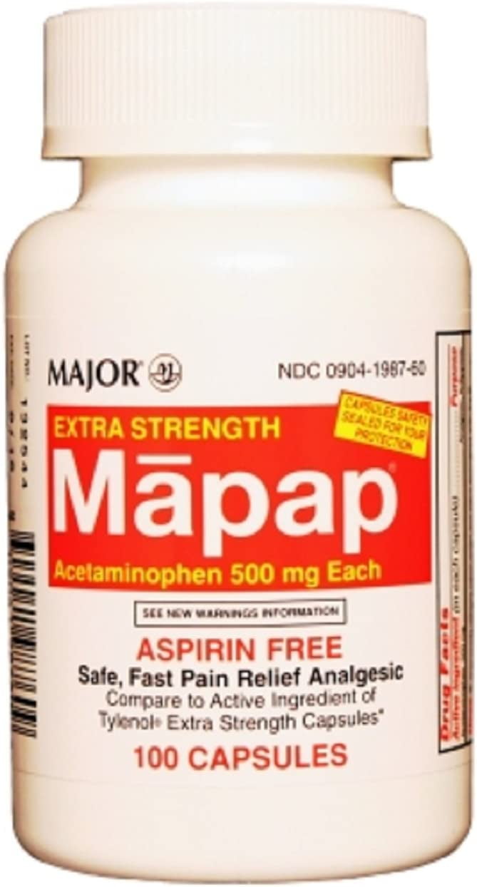 Major Mapap 500mg Caps Unboxed Acetaminophen 500 Mg Redwhite 100 Caps Pack Of 2