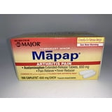 Major Mapap Acetaminophen Arthritis Pain Caplets, 650 mg, White, 100 ...