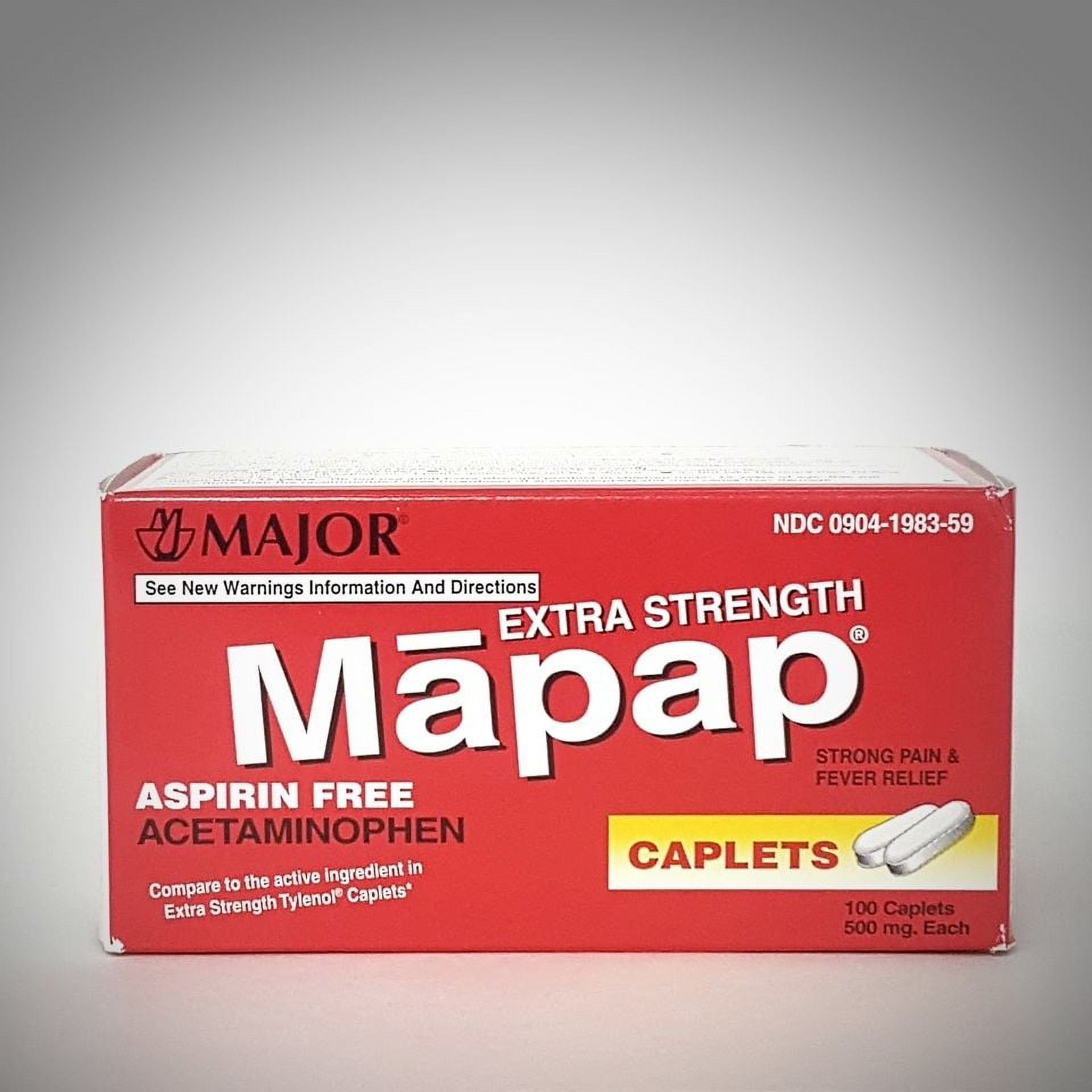 Major Mapap Extra Strength Aspirin-Free Tablets, 500mg, 100 Count ...