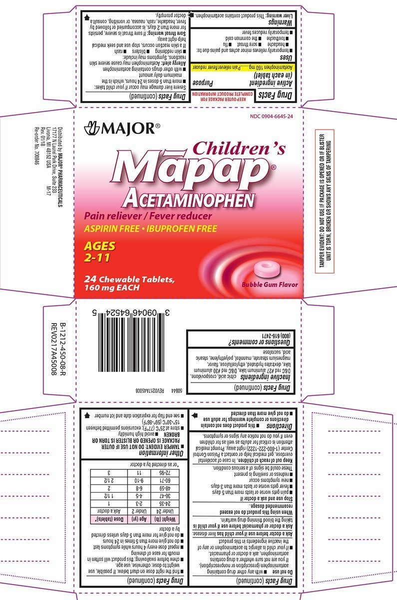 Major Mapap Junior Pain Reliever Rapid Tabs, Bubble Gum, 24 ct HSA/FSA ...
