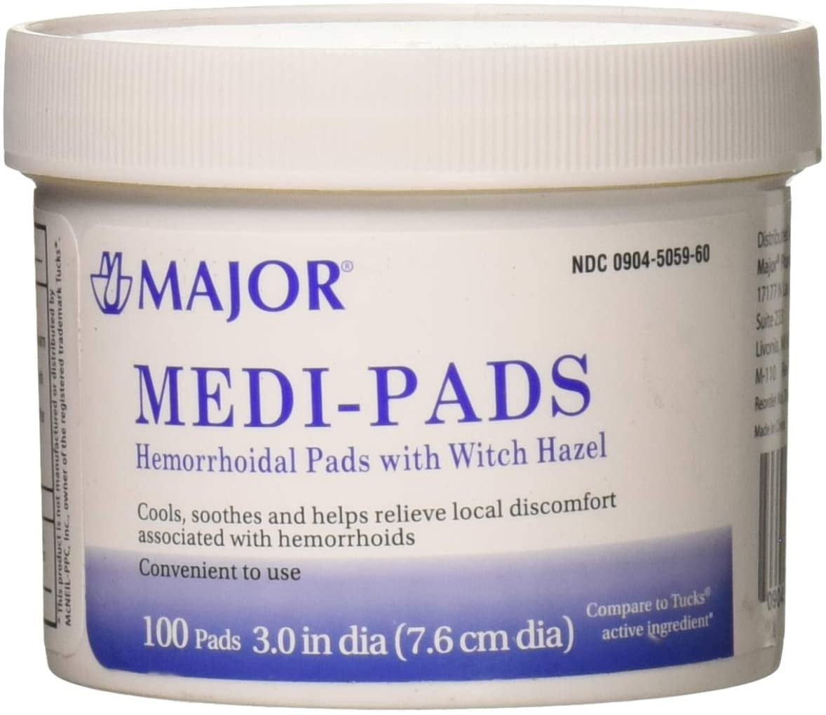 Major Medi-Pads Hemorrhoidal Pads With Witch Hazel, 100 Ct. HSA/FSA ...