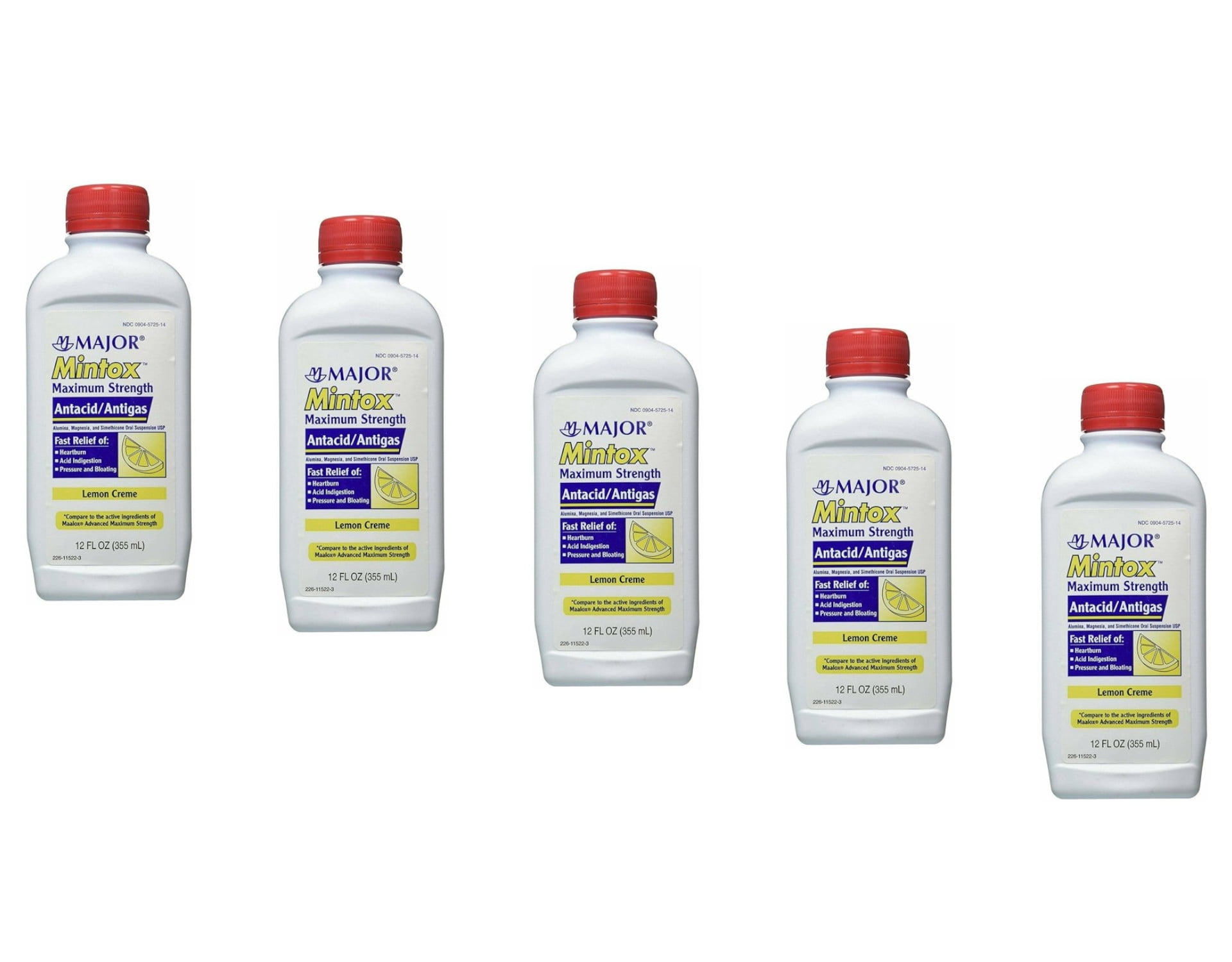 Major Mintox Maximum Strength Antacid/Antigas Liquid, Lemon CrÃƒÂ¨me 12 ...