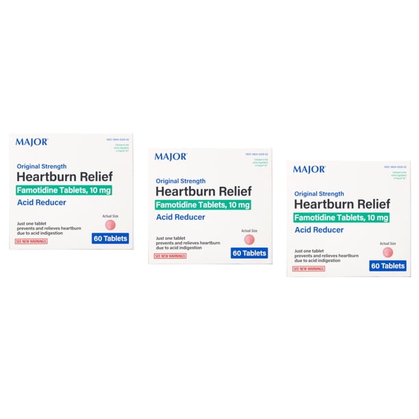 Major Original Strength Heartburn Relief Famotidine Tablets, 10 mg ...