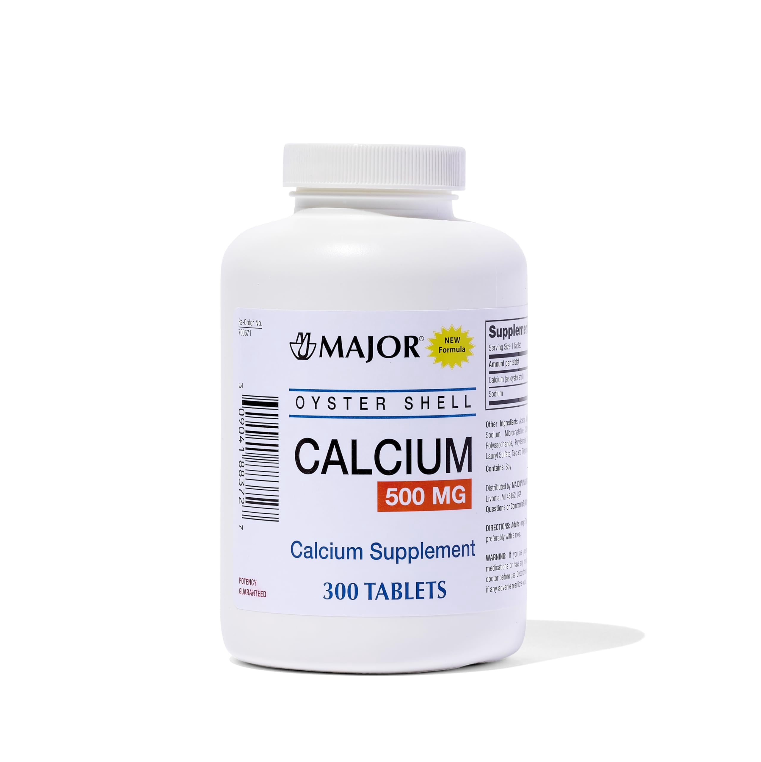 Major Oyster Shell Calcium 500 mg - Daily Calcium Supplement - 300 ...
