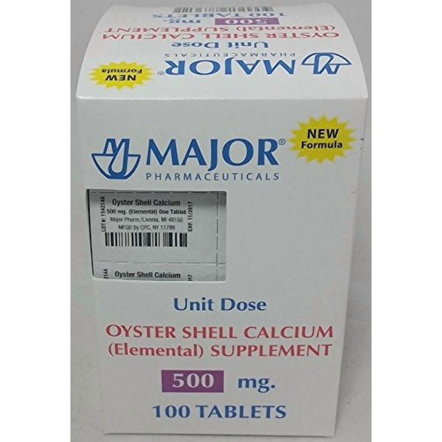 Major Oyster Shell Calcium Tablets, 500 mg, 100 Count - Walmart ...