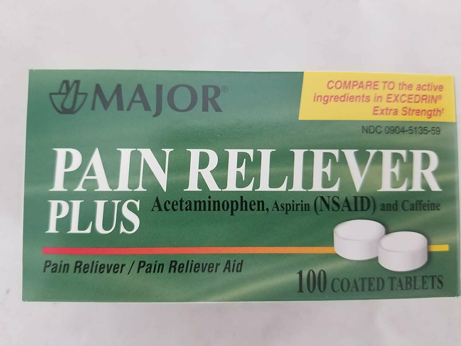 Major Pain Reliever Plus Tablets, Adults, Migraine and Headache Relief ...