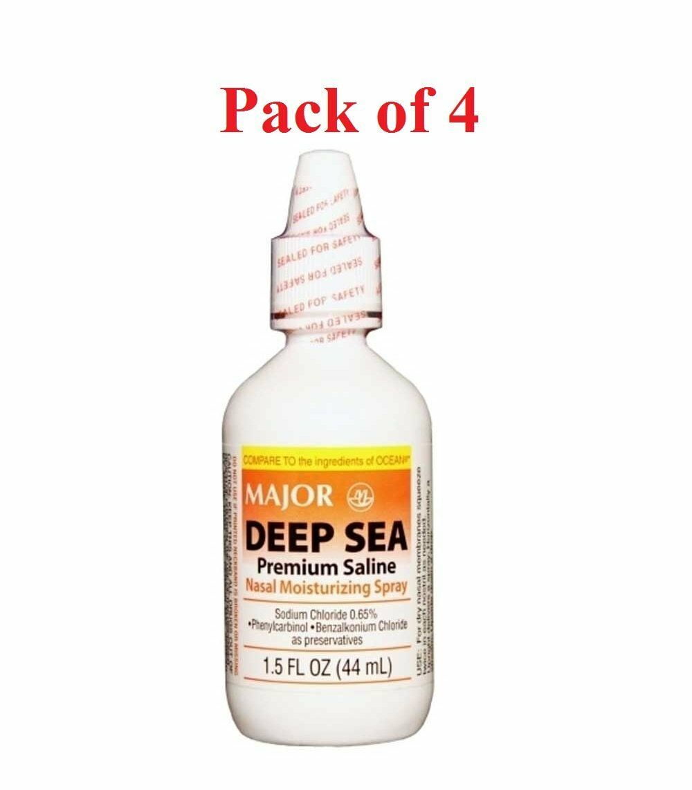 Major Deep Sea Saline Nasal Spray, 1.5oz, 4-Pack, Moisturizing Relief ...