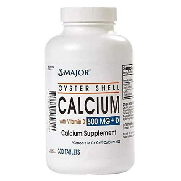 Major Pharmaceuticals Oyster Shell Calcium with Vitamin D 500MG+D, 300 Count - Walmart.com
