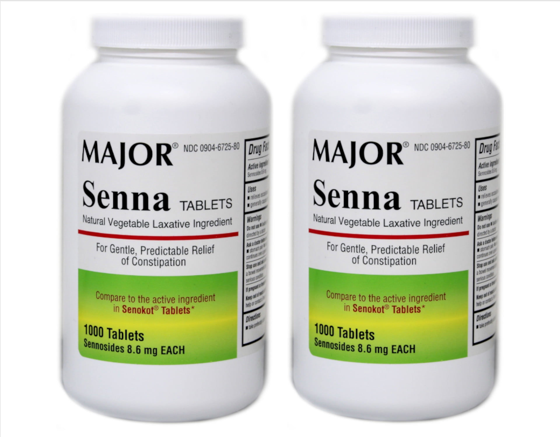 Major Senna Natural Vegetable Laxative Tablets, 8.6mg, 1000 Count, 2 ...