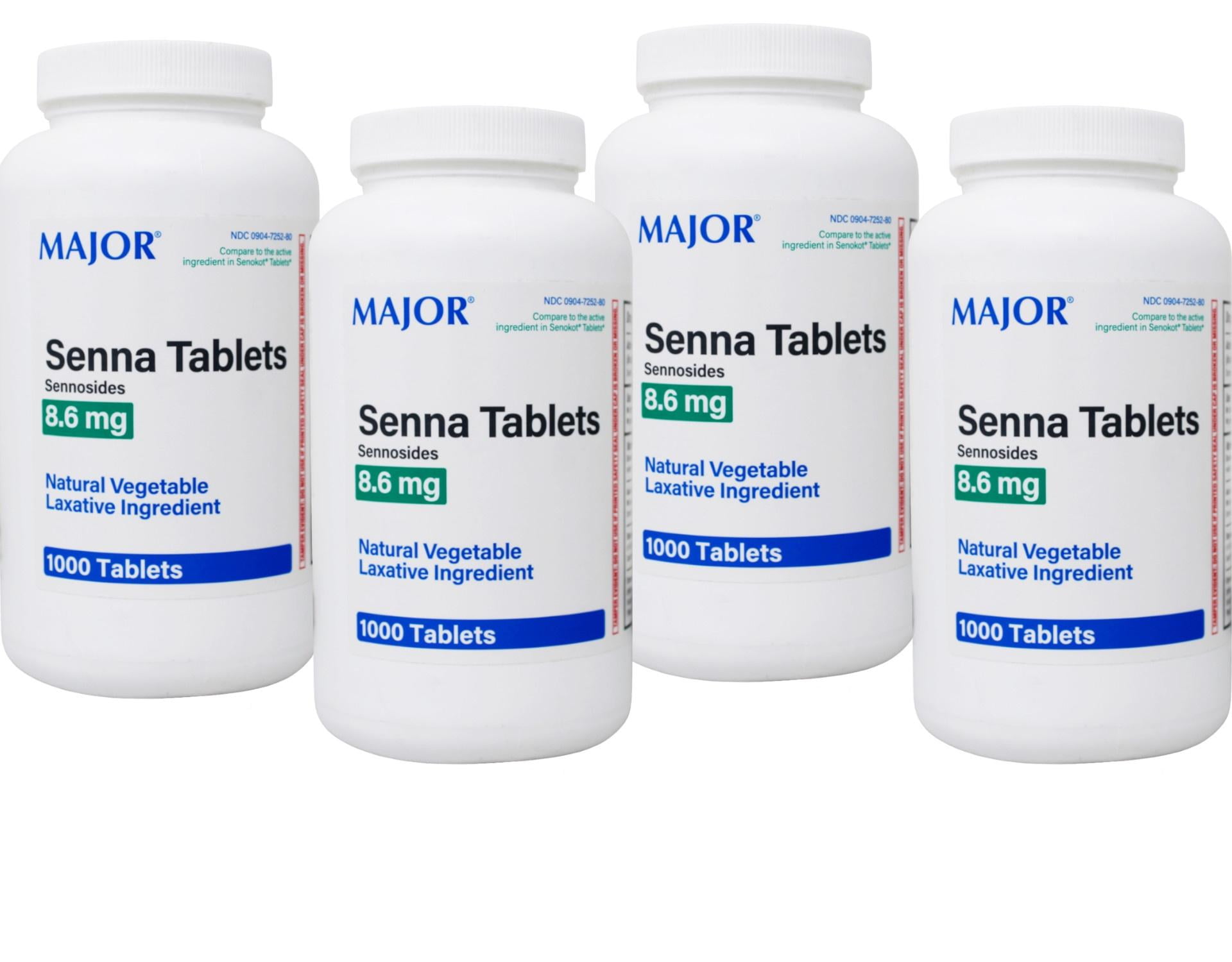 Major Pharmaceuticals Senna Natural Vegetable Laxative Tablets, 1000 ...