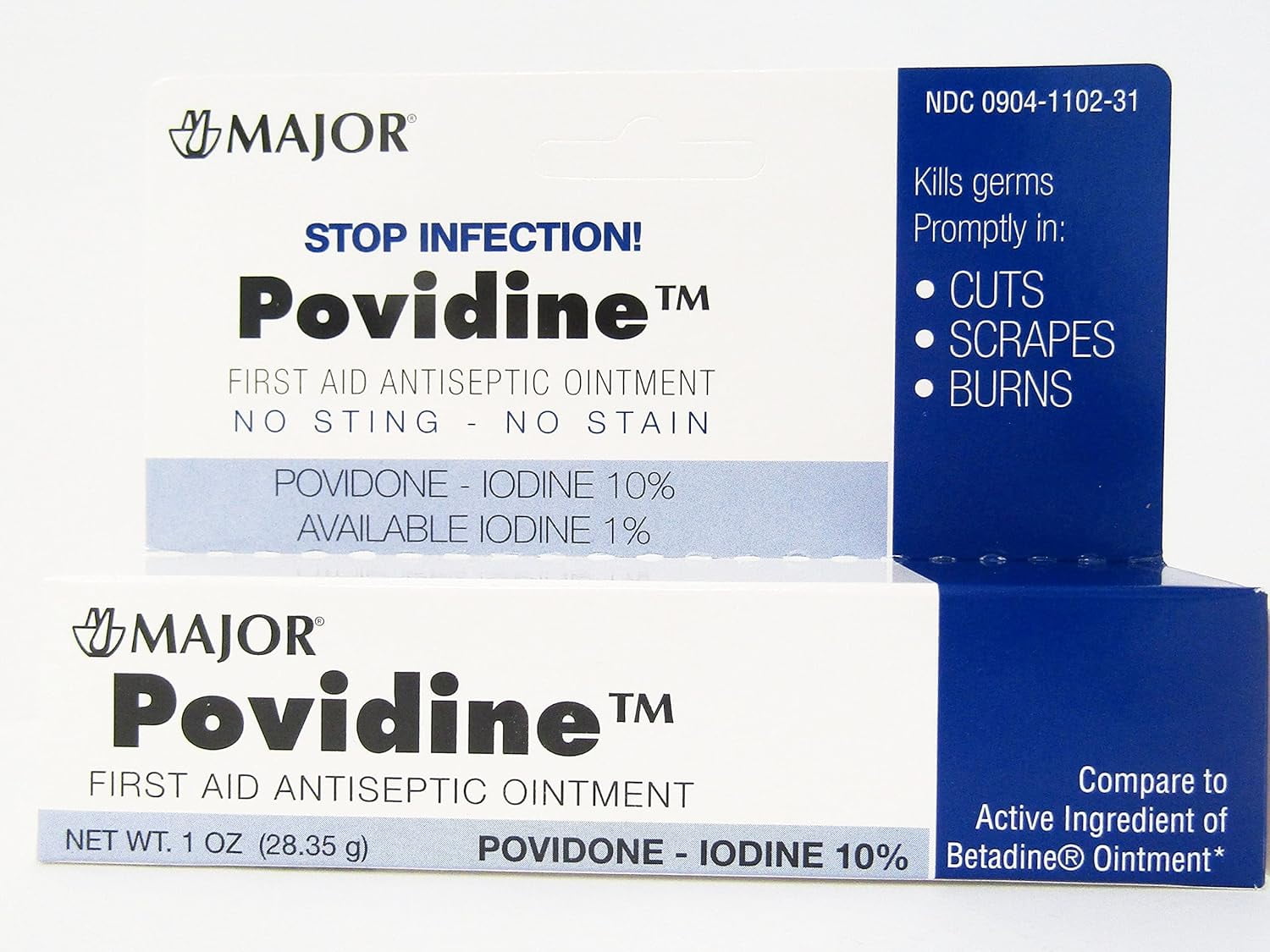 Major Povidone Iodine 10% Topical Antiseptic First Aid Ointment, 1 Oz ...