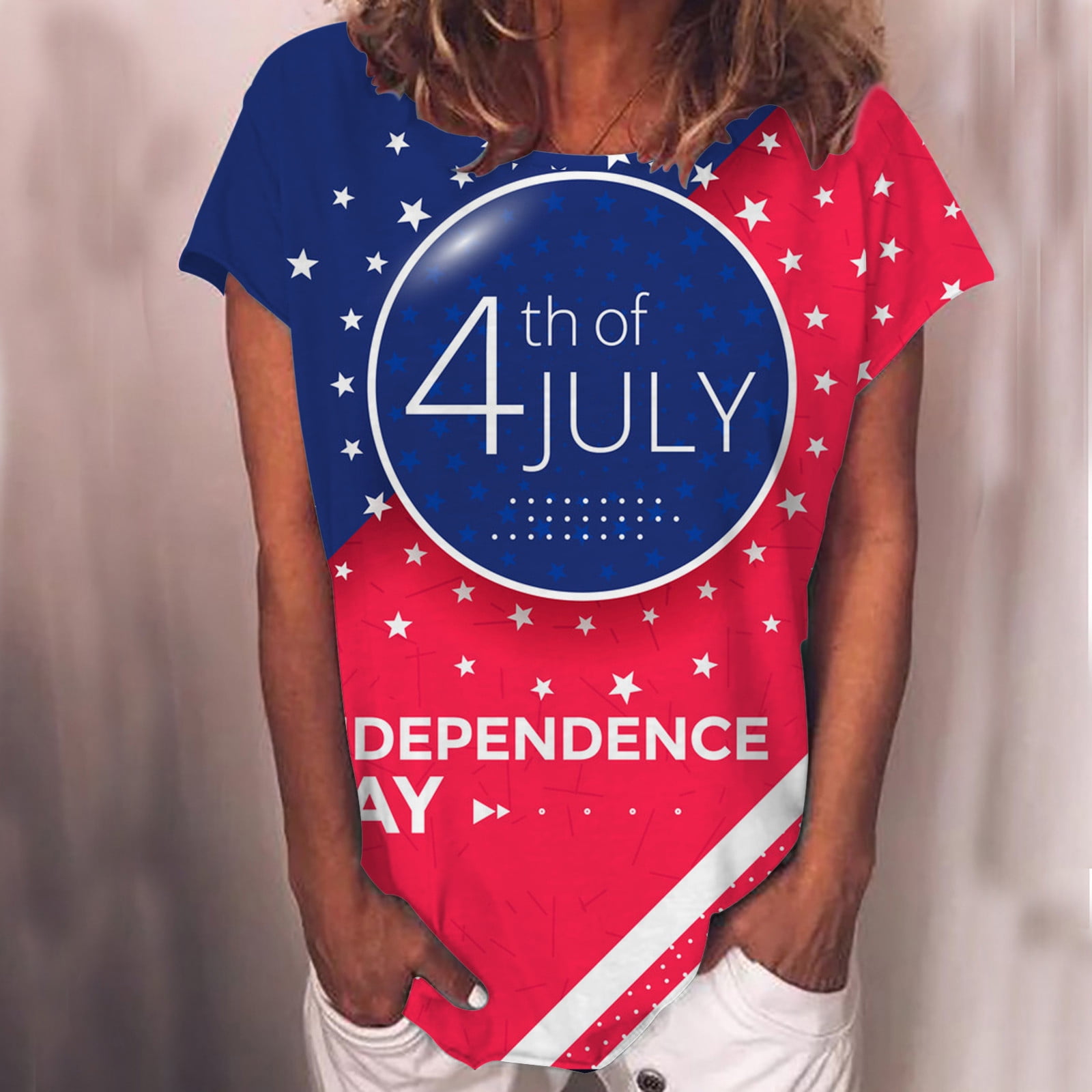 Major Savings Ganfancp Independence Day Workout Women Tops Short Sleeve