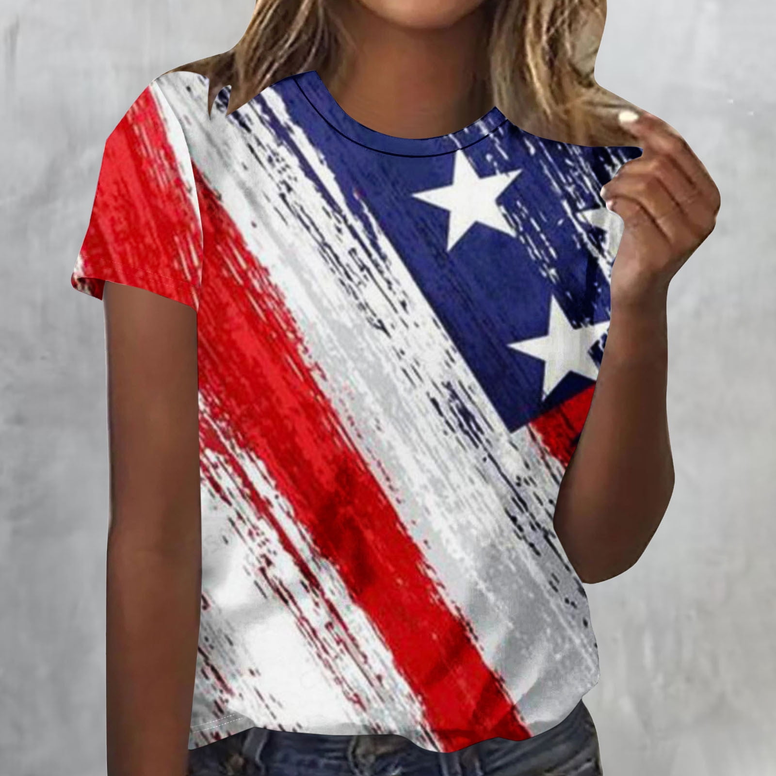 Major Savings Ganfancp Independence Day Workout Women Tops Short Sleeve