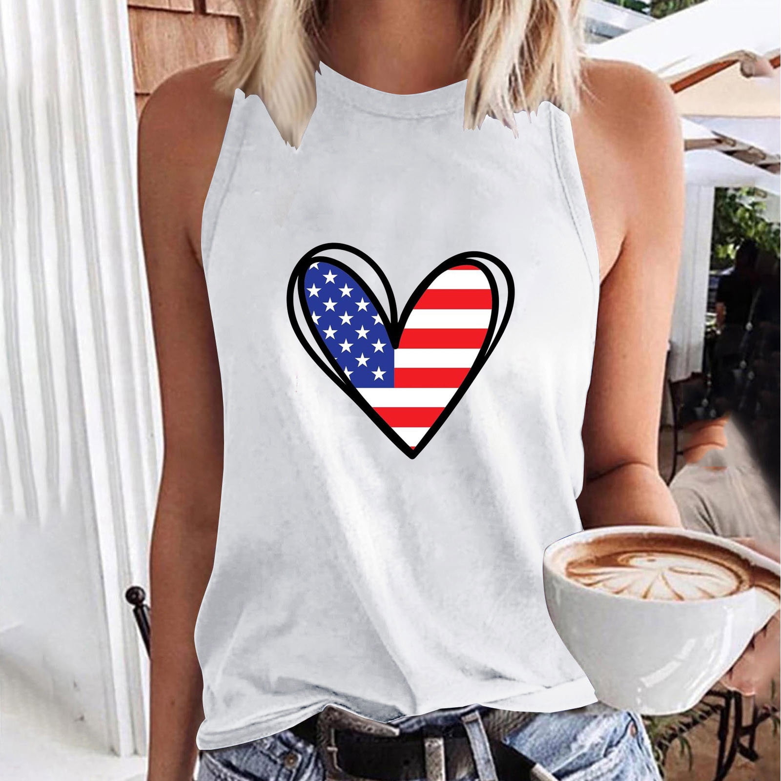 Major Savings Ganfancp Independence Day Workout Women Tops Sleeveless