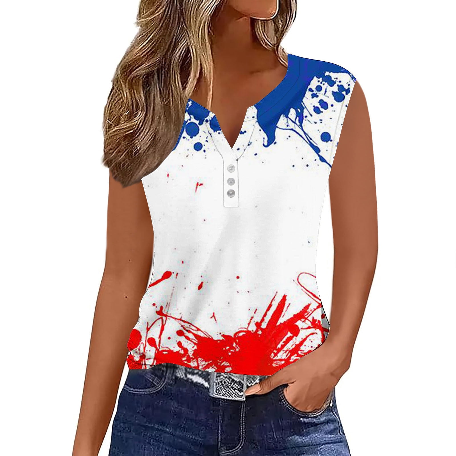 Major Savings Ganfancp Independence Day Workout Women Tops Sleeveless V