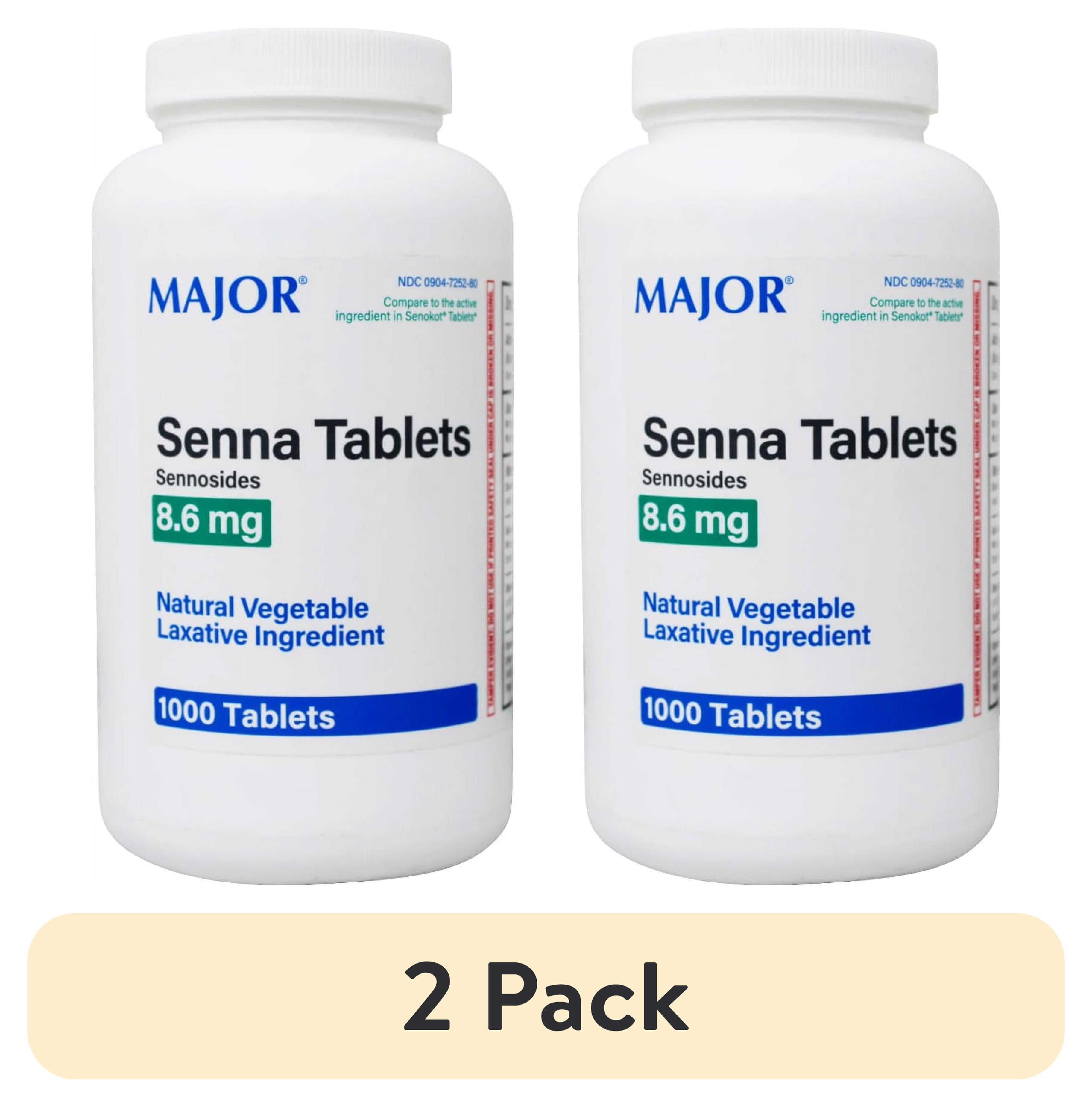 (2 pack) Major Senna Natural Vegetable Laxative Tablets, 8.6mg, 1000 ...