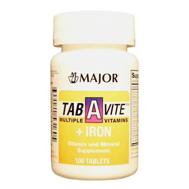 Major Tab-A-Vite Multiple Vitamins + Iron Supplement Tablets, 100 Count ...